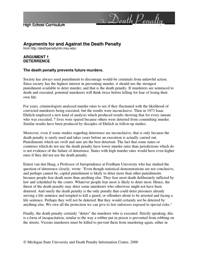 Death Penalty Arguments | Deterrence (Legal) | Capital Punishment