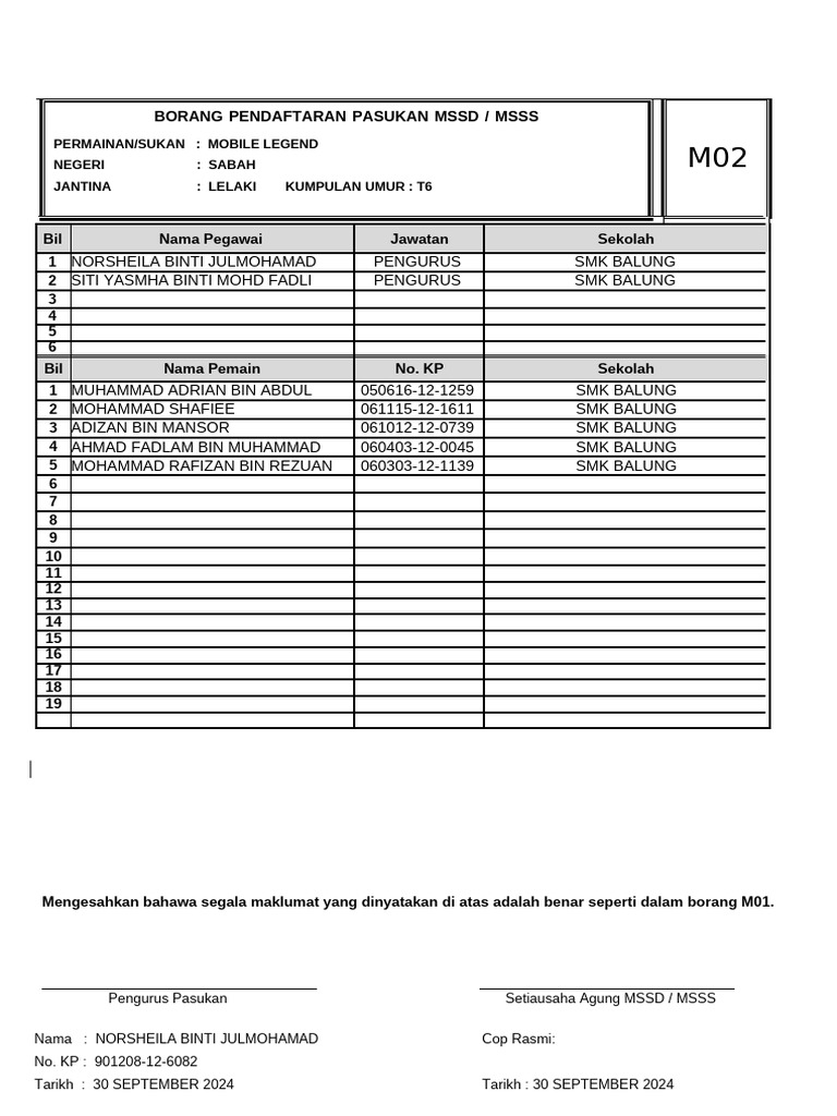 Borang M02 - 3 | PDF
