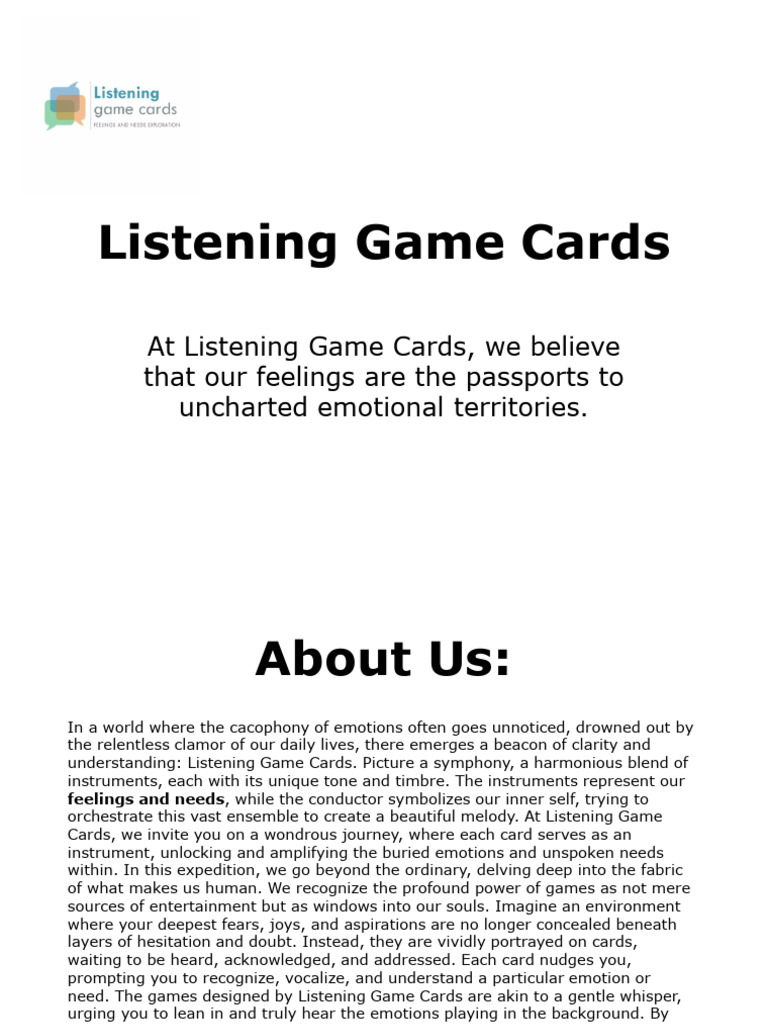 Engaging Emotional Listening Games | PDF | Self-Improvement