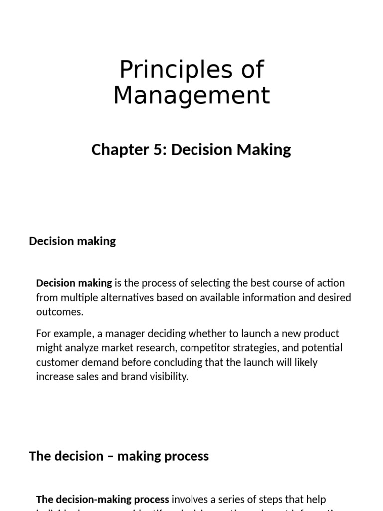 Decision-Making in Management Principles | PDF | Decision Making ...