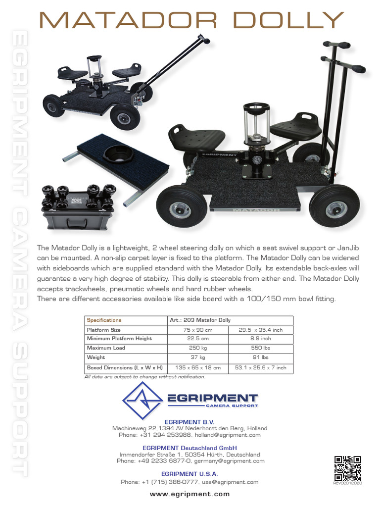 Matador Dolly Specs & Features | PDF