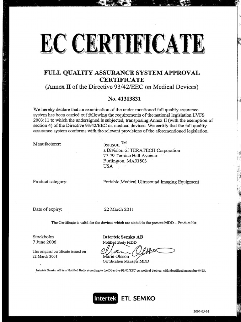 EC Certification 2011 | PDF