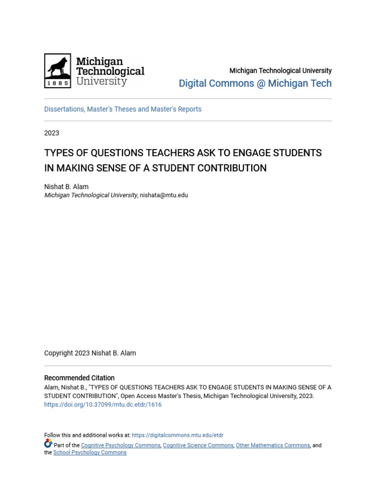 Types of Questions Teachers Ask To Engage Students in Making Sens | PDF ...