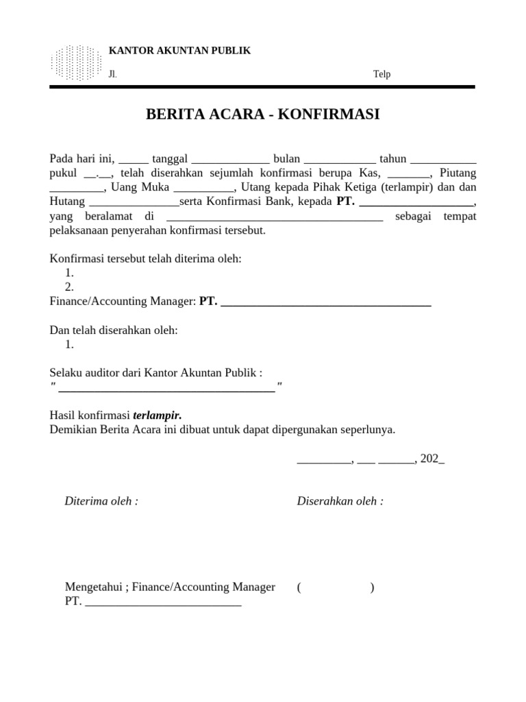 Berita Acara Konfirmasi | PDF