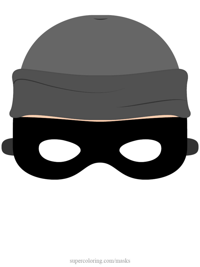 Robber Mask Colored Template Paper Craft | PDF