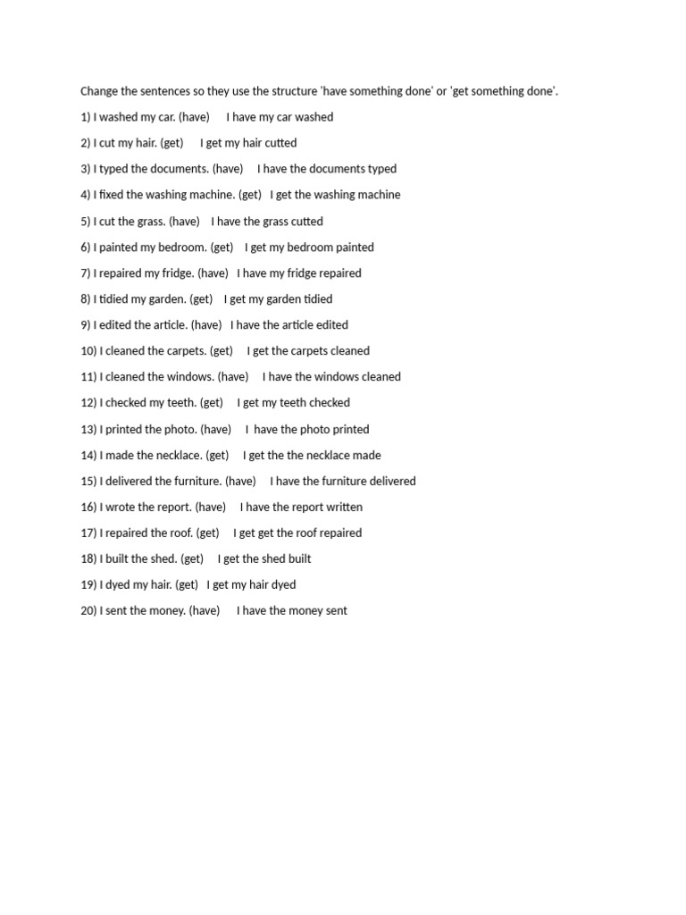 Change the sentences so they use the structure | PDF