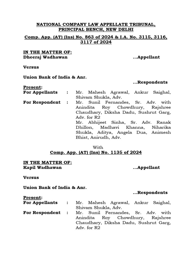 Wadhawan Appeals Against Union Bank Insolvency | PDF | Guarantee ...