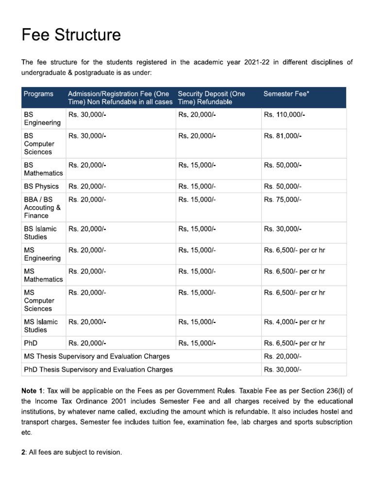 Fee Structure | PDF