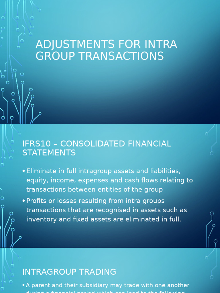 Adjustments For Intra Group Transactions - IfRS 10 | PDF | Dividend ...