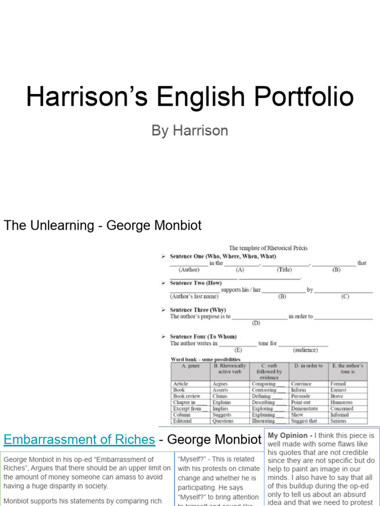Harrison's Analysis of Monbiot's Essays | PDF | Finance & Money ...