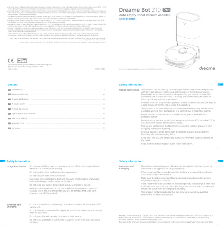 Dreame Z10 Pro User Manual | PDF | Robot | Robotics