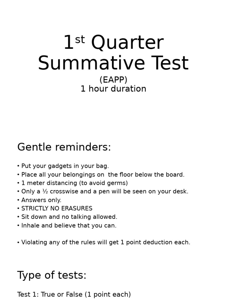 EAPP 1st Quarter Summative Test | PDF | Thought | Deductive Reasoning