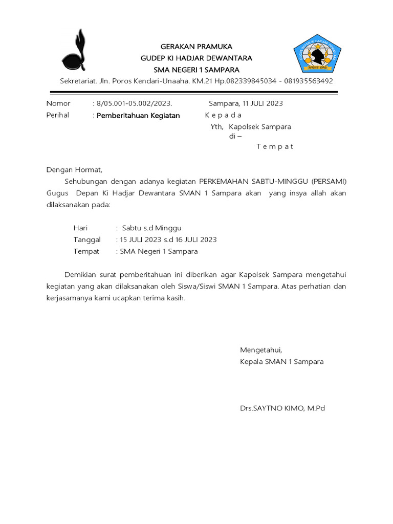 Surat Pemberitahuan Ke Kapolsek-1 | PDF