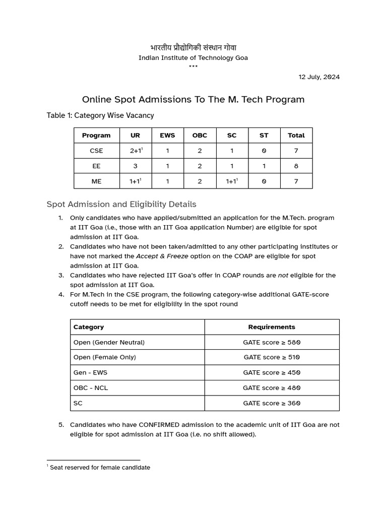 SPOT Round Notice For AY 2024 25 v2 | PDF
