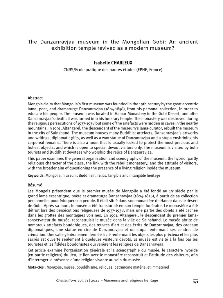 2023 Musée Danzanravjaa | PDF | Art | Religion & Spirituality