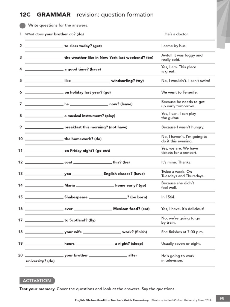 English File 4e Elementary TG PCM Grammar 12C | PDF