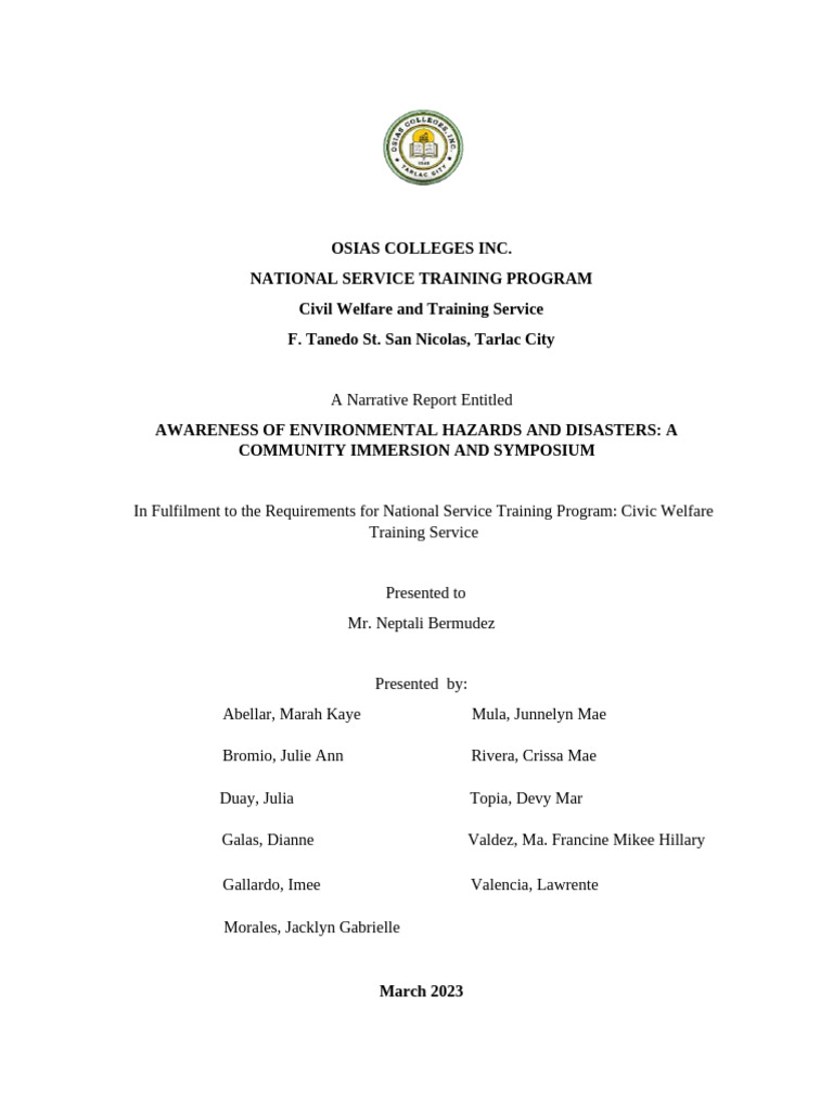 1narrative Report NSTP | PDF