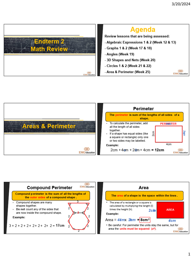 Week 29 - Math Review_Handout | PDF | Area | Cartesian Coordinate System