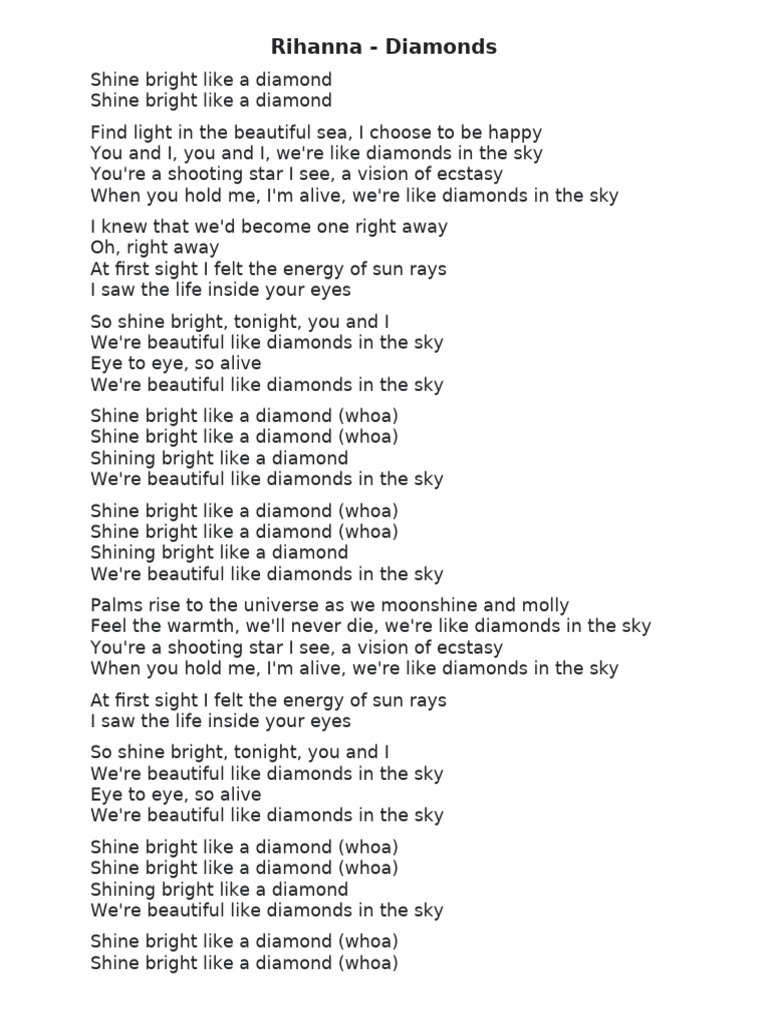Rihanna's "Diamonds" Lyrics Analysis | PDF | Art | Religion & Spirituality