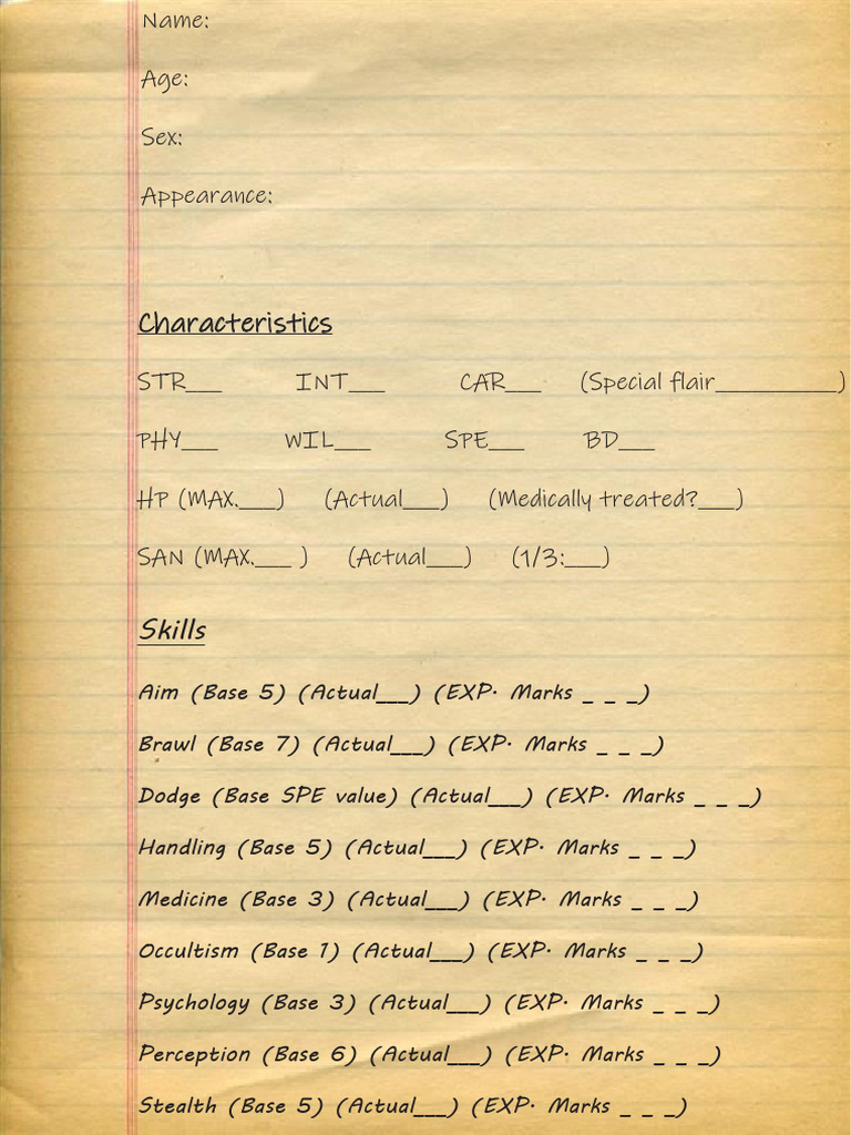 Character Sheet | PDF