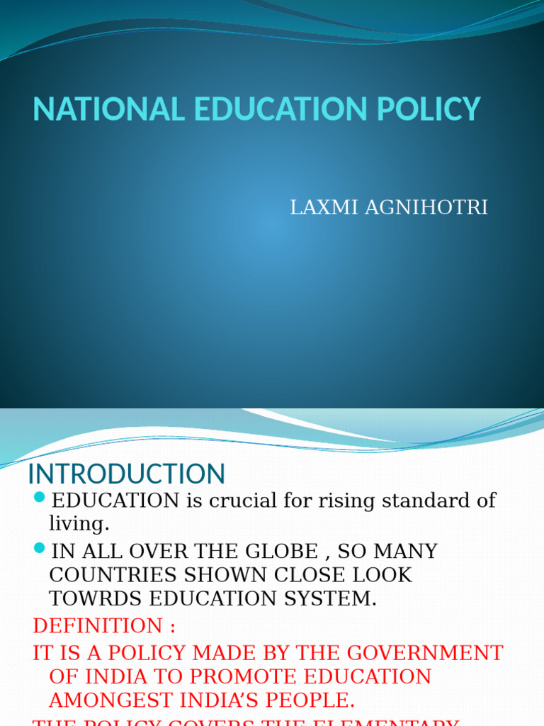 National Education Policy | PDF | Schools | Teachers