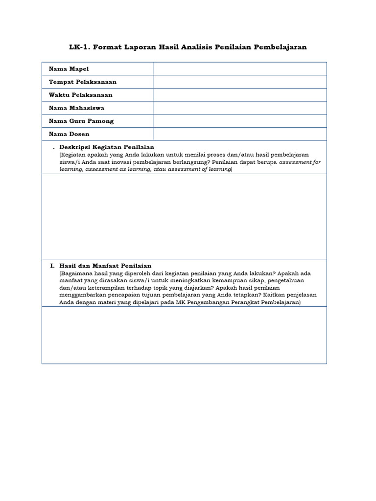 LK. 1 Format Hasil Asesmen Pembelajaran Siklus 2 - Haeruman | PDF ...