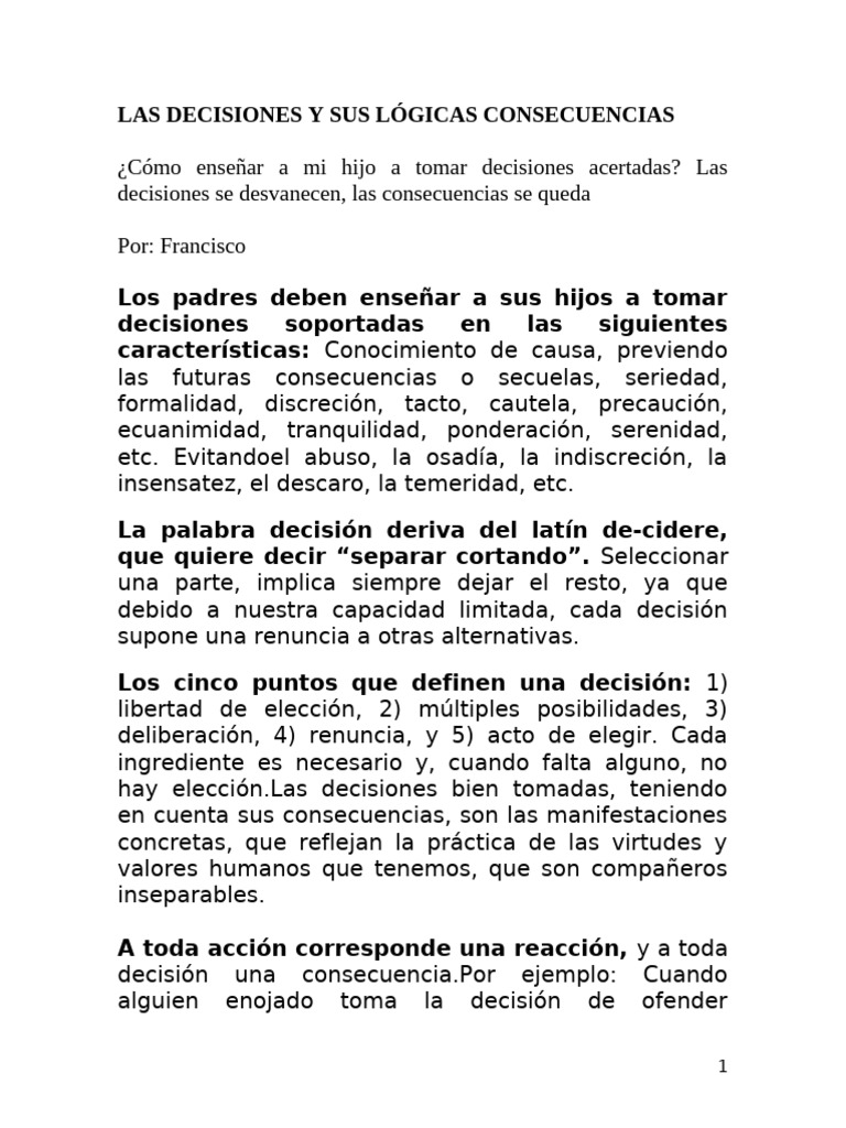 Enseñando a los hijos a decidir bien | PDF | Conocimiento | Información