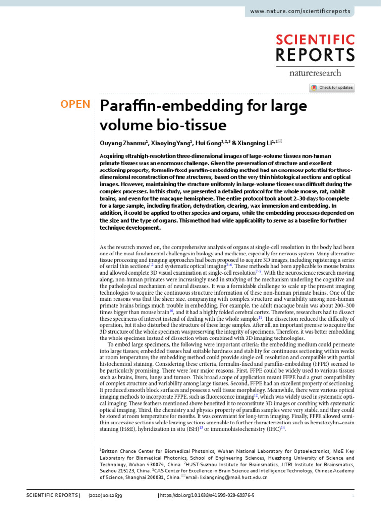 Protocolo Emblocamento em Parafina | PDF | Histology | Creative Commons License