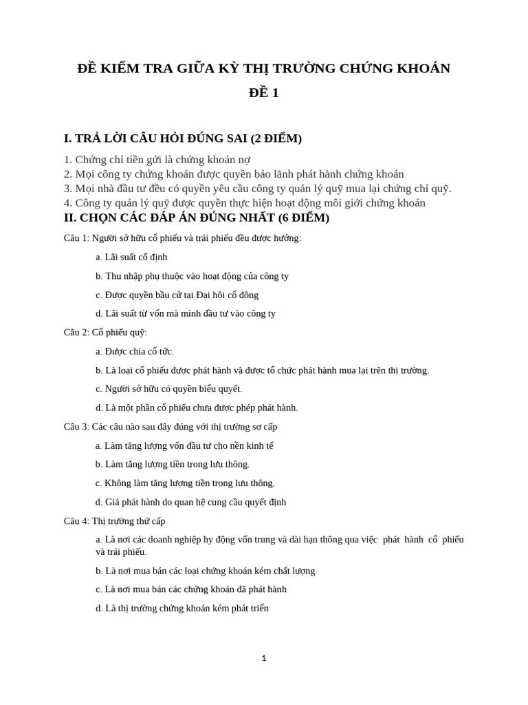 Kiem Tra Giua Ky de 1 | PDF