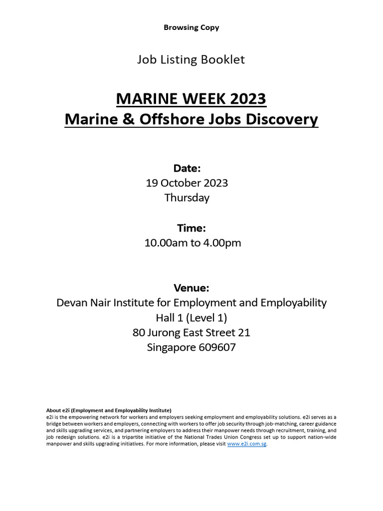 Job Listing Booklet - Marine & Offshore Jobs Discovery (19 Oct) | PDF ...