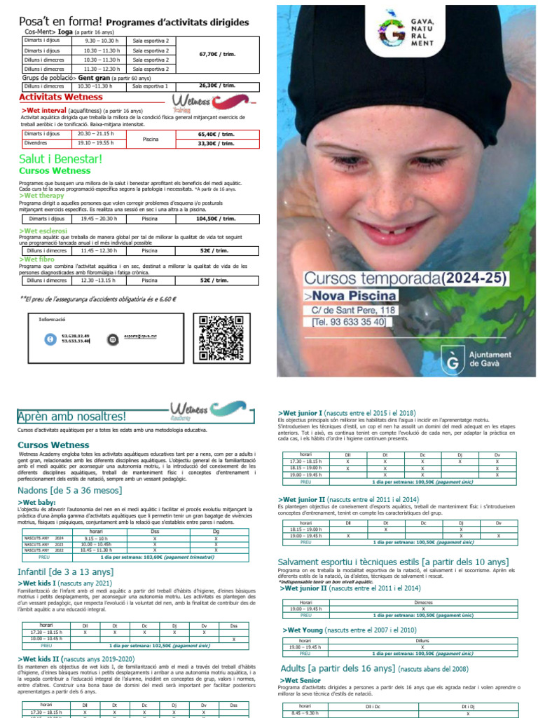 Díptic Act - Tancades 24-25 Nova Piscina | PDF