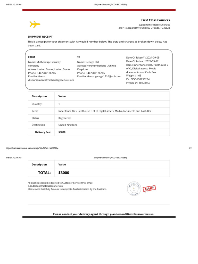 Shipment Receipt | PDF | Receipt