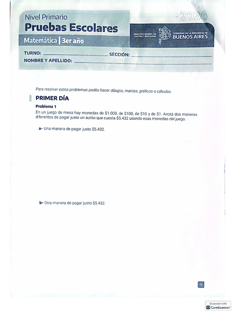 Prueba escolar | PDF