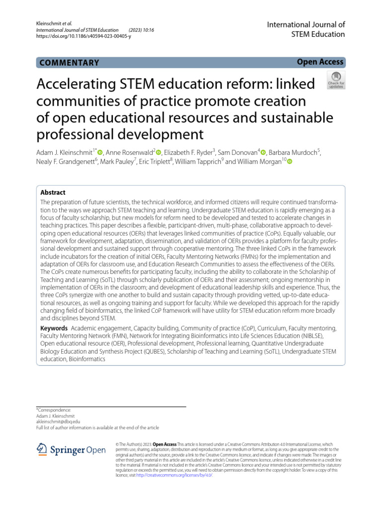 Accelerating STEM Education Reform - Linked Communities of Practice ...