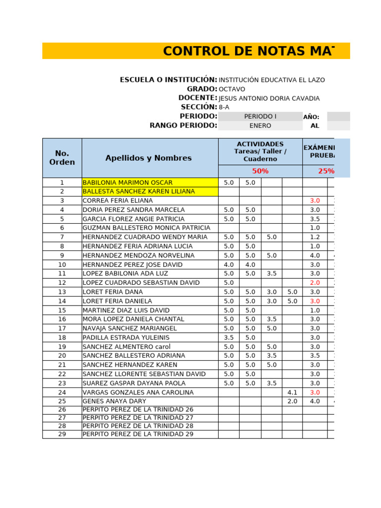 Formato Notas 10 | PDF