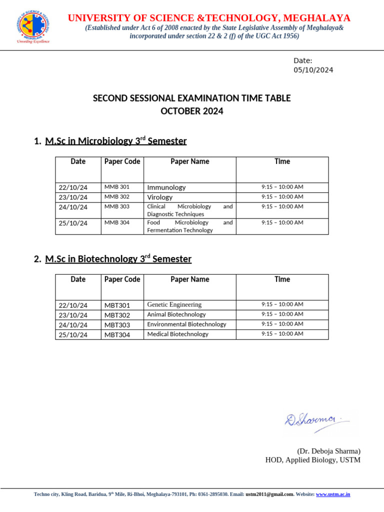 SECOND Sessional Exam OCT 2024 | PDF | Biotechnology | Microbiology SECOND Sessional Exam OCT 2024 | PDF | Biotechnology | Microbiology