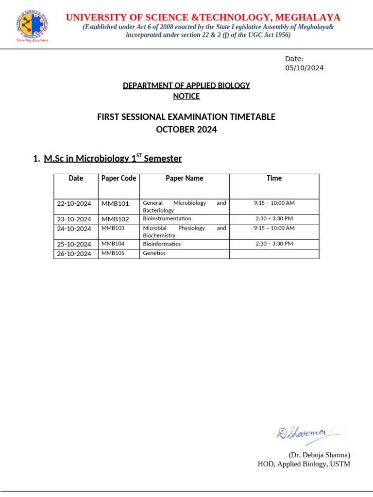 Idmn 2nd Pg1st First Sessional Exam Oct 2024 | PDF | Biology | Life ...