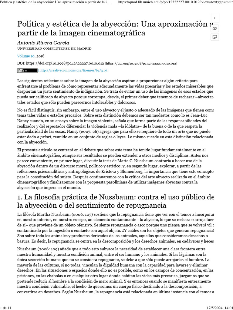 Política y Estética de La Abyección - Una Aproximación A Partir de La ...