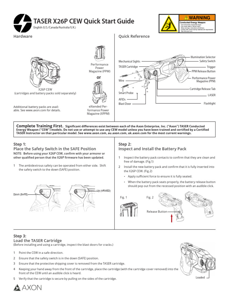 X26P Quick Start MPC0180 | PDF | Taser | Switch