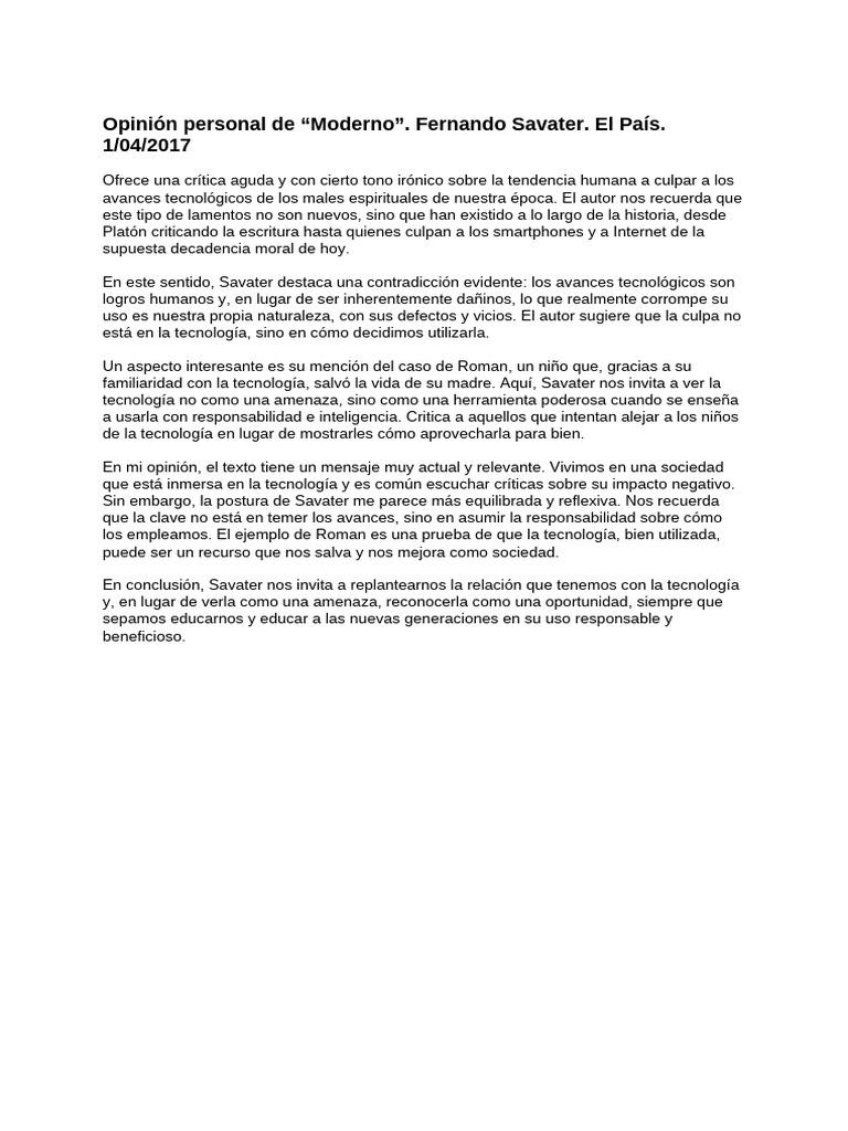 Primera Opinión Personal | PDF