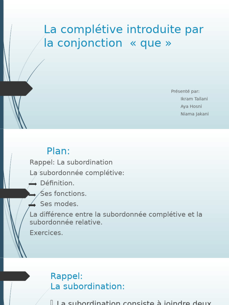 La subordonnée complétive par "que" | PDF | Clause | Phrase