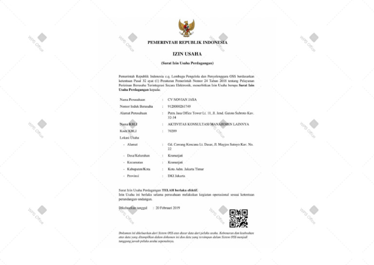 Contoh Surat Izin Usaha Perdagangan Siup 2 | PDF