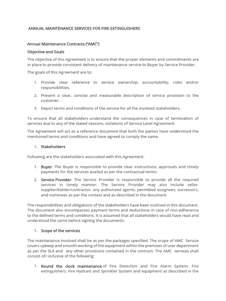 Amc For Fire Extinguisher | PDF | Legal Liability | Contractual Term