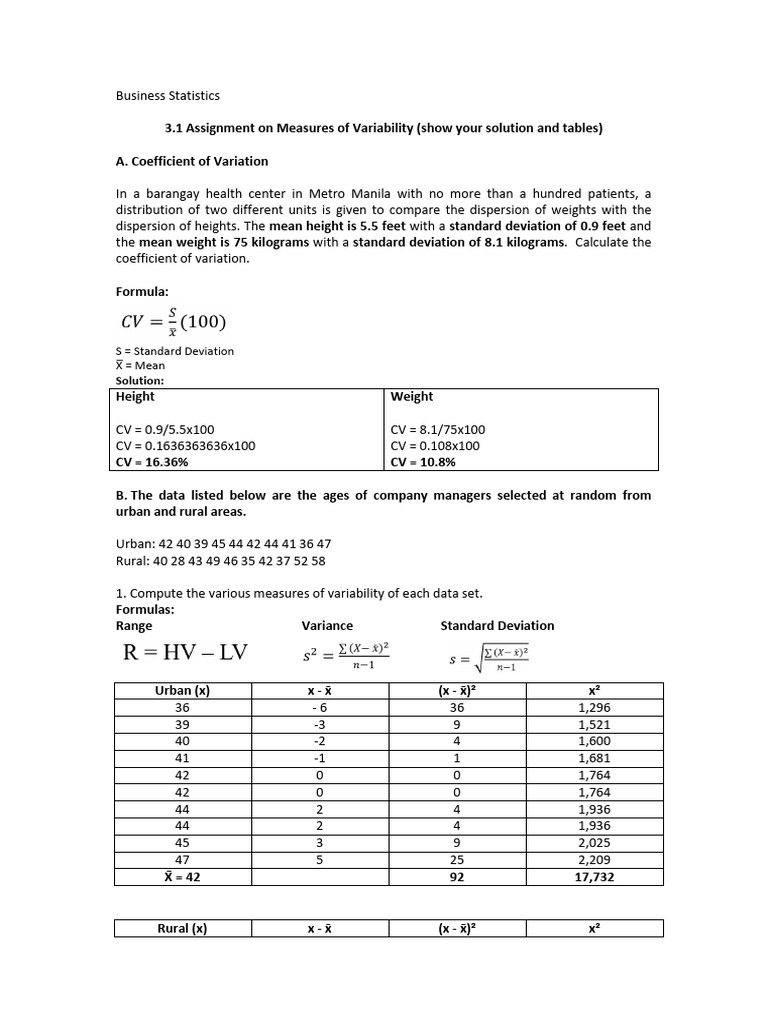 Business Statistics | PDF | Coefficient Of Variation | Standard Deviation