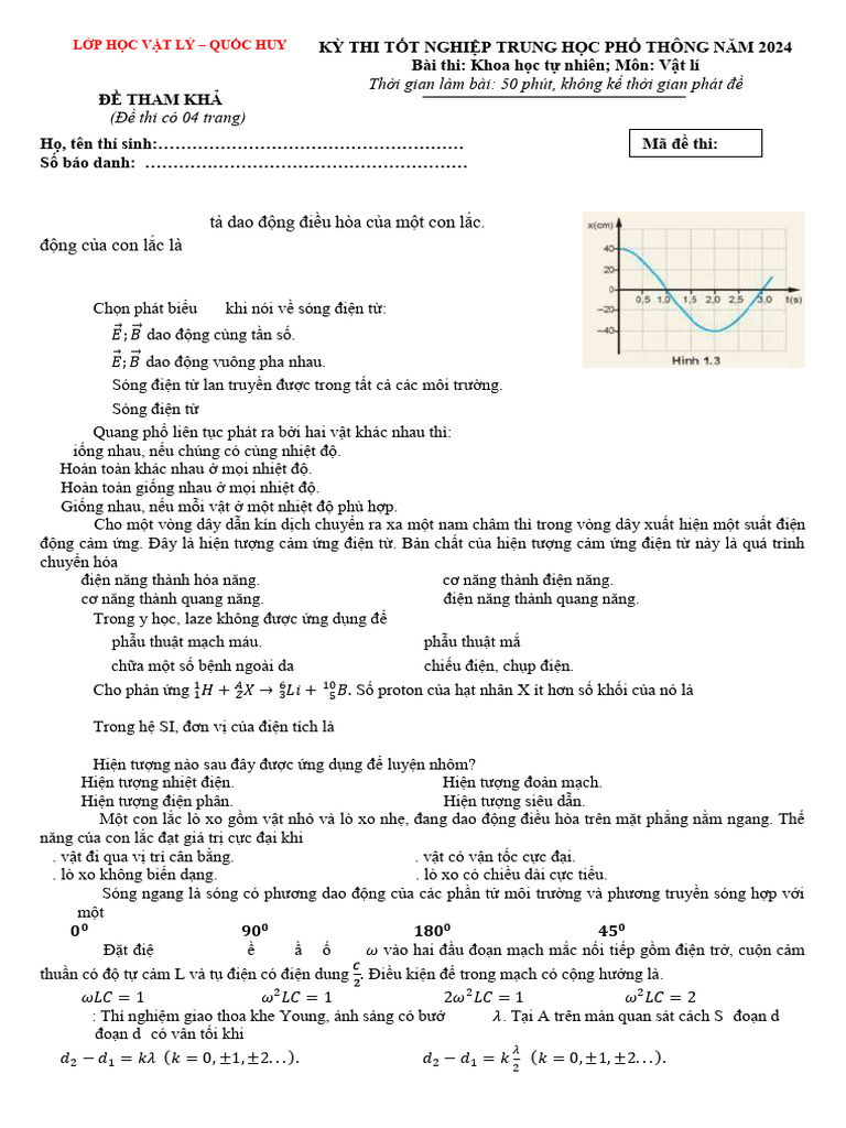 Luyen Thi Dai Hoc 2024 - de 024 Da | PDF