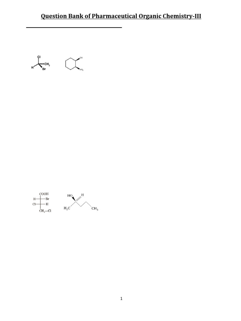 Question Bank of POC-III | PDF | Isomer | Organic Synthesis
