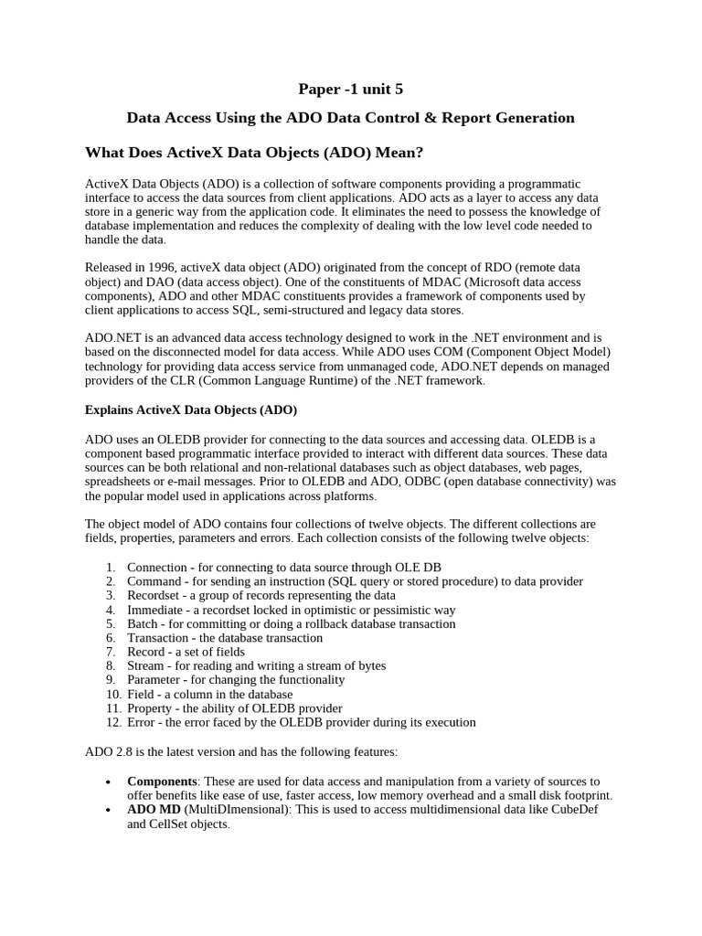 3rd Year Paper - 1 Unit 5 | PDF | Sql | Databases