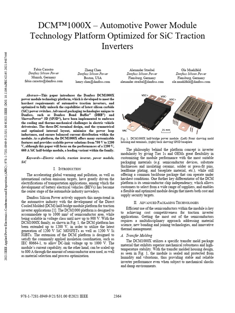 DCM1000X Automotive Power Module Technology Platform Optimized For SiC ...