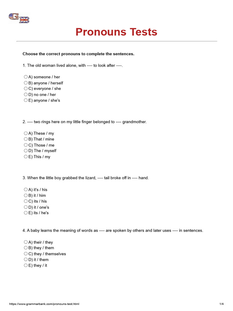 Pronouns Tests _ Mixed Intermediate | PDF | Dogs | Linguistics