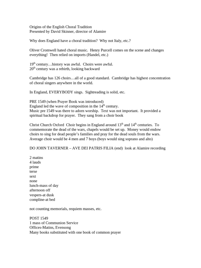 History of English Choral Music | PDF | Choir | Christian Worship And ...